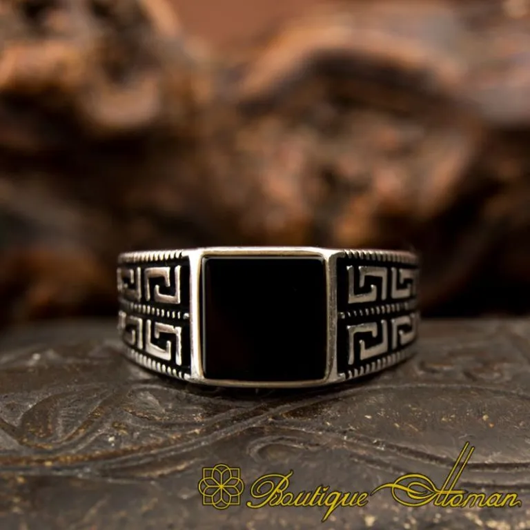 Small Square Black Onyx Ring | Boutique Ottoman Exclusive